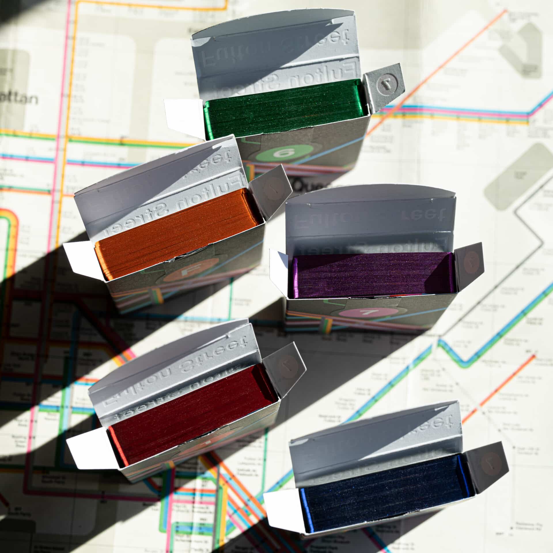 Black Fulton Street MTA (Blue Gilded) Playing Cards (1972 Vignelli Map ...