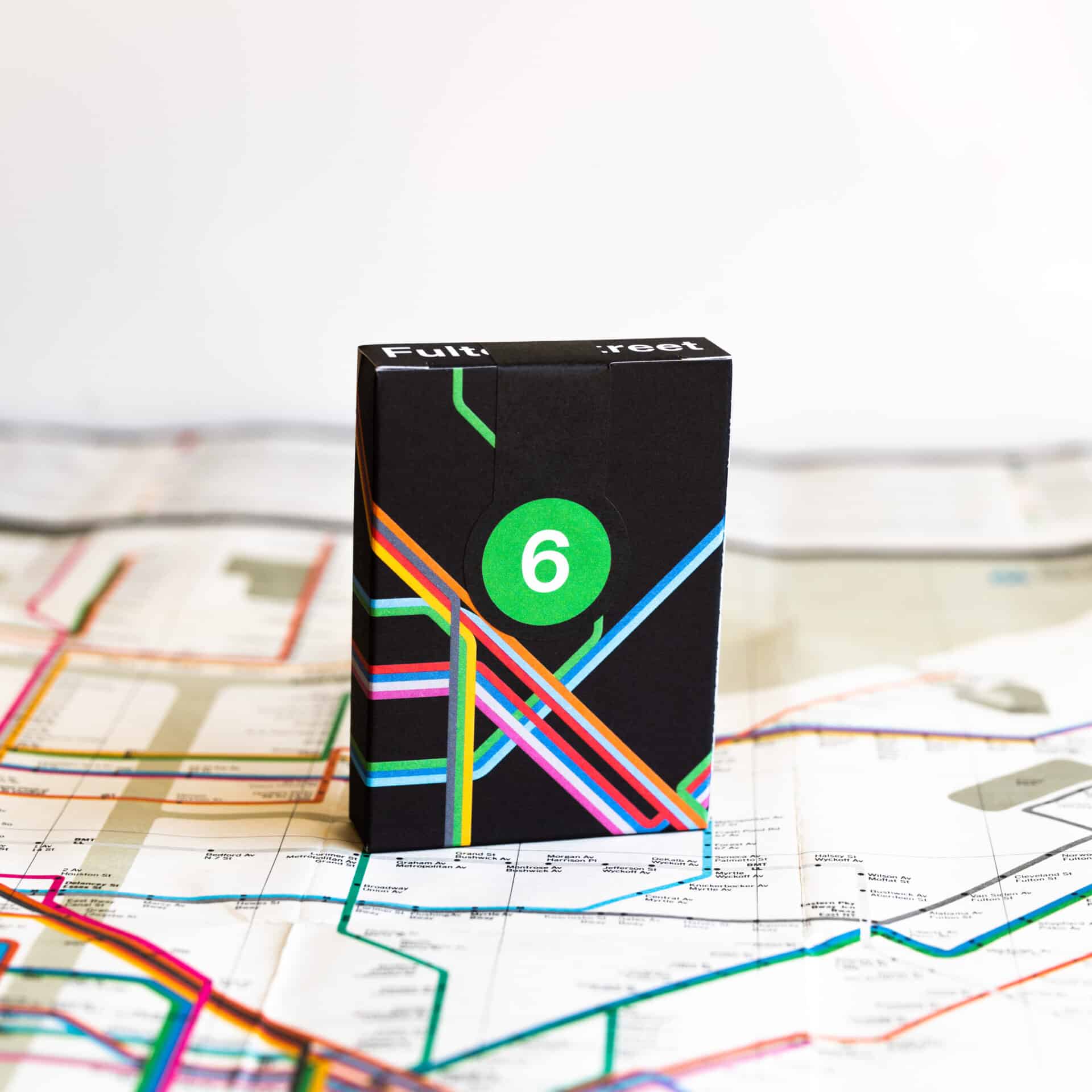Black Fulton Street MTA (Green Gilded) Playing Cards (1972 Vignelli Map ...
