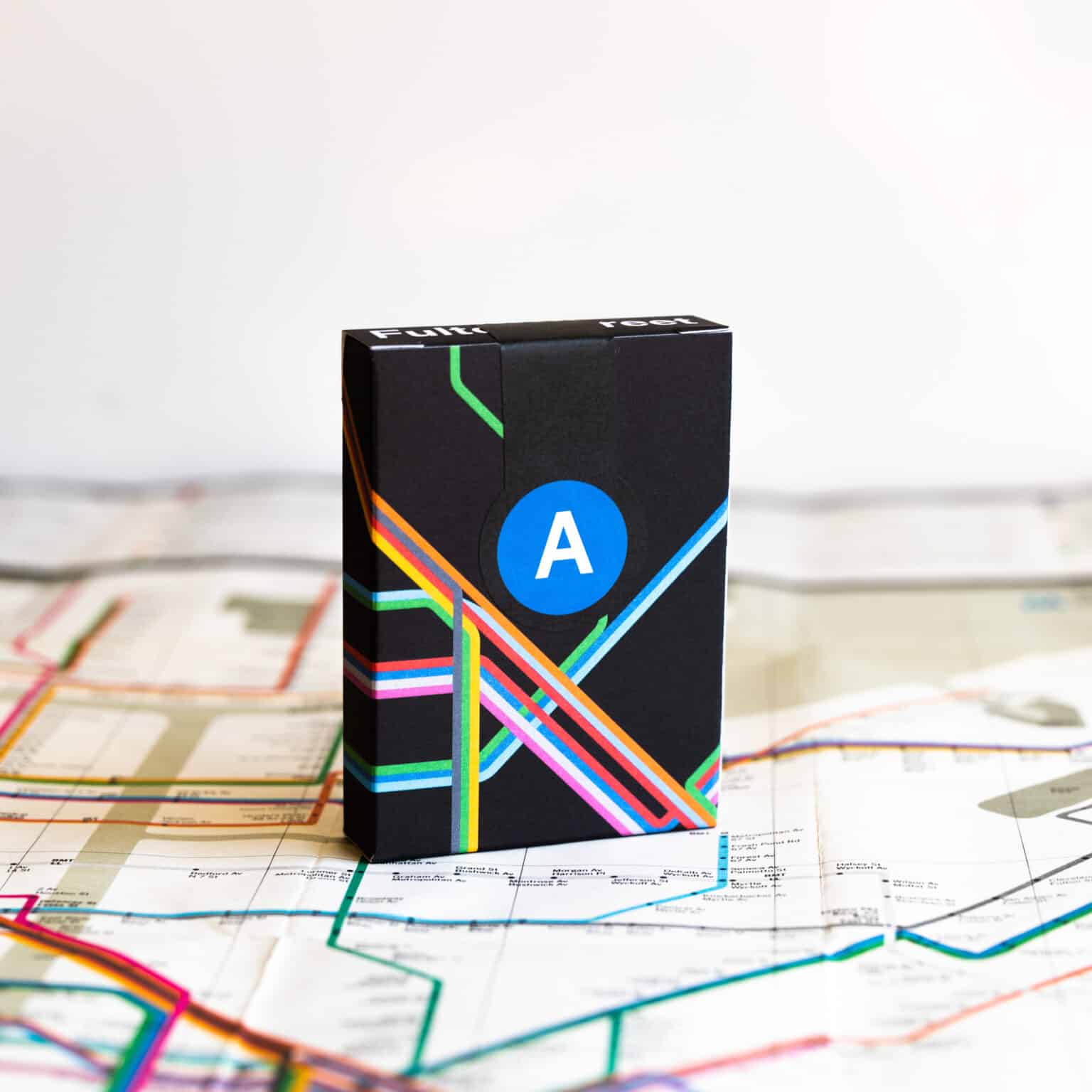 Black Fulton Street MTA (Blue Gilded) Playing Cards (1972 Vignelli Map ...