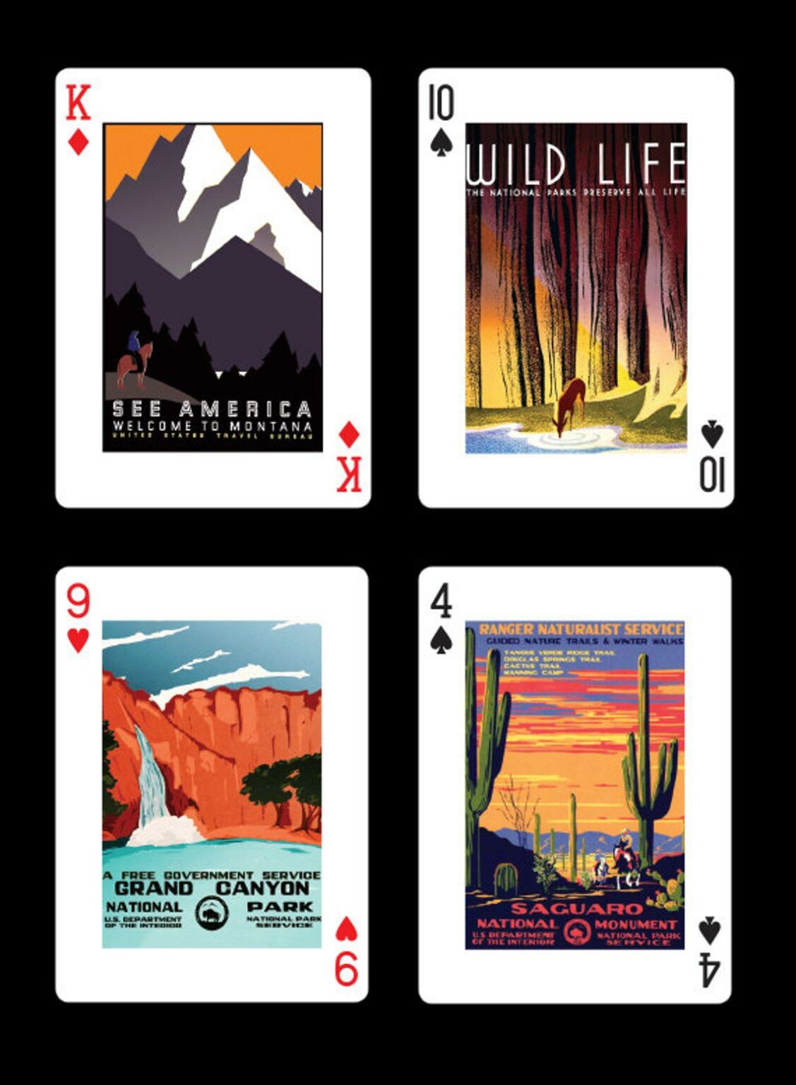 Forever Wild: Vintage American National Parks Ad Art Playing Cards by ...